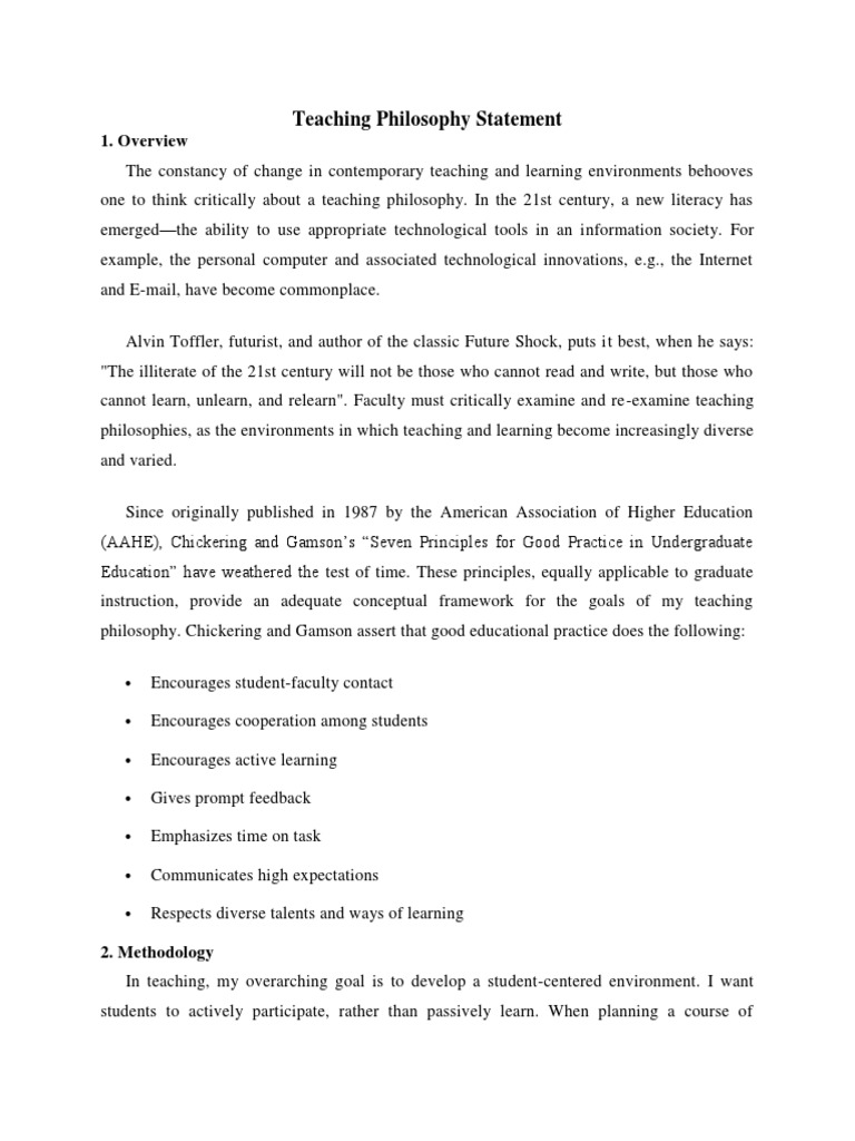 Teaching Philosophy Statement | PDF | Behaviorism | Learning