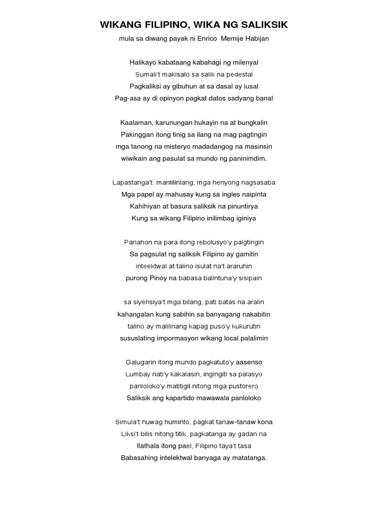 WIKANG FILIPINO, Wika NG Saliksik Bigsaywit 2018 | PDF