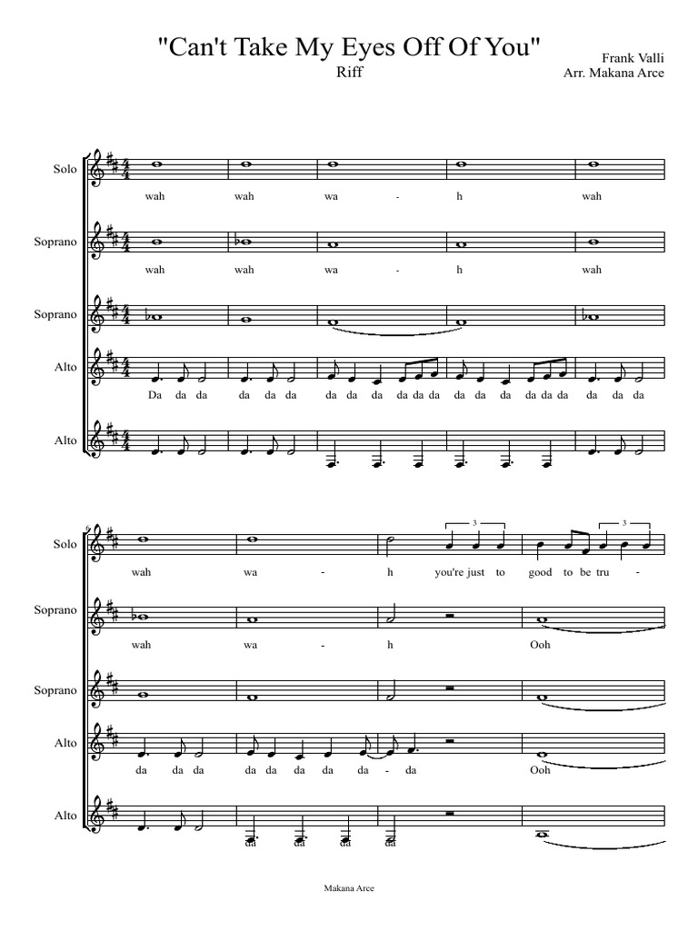 Cant Take My Eyes Off You SATB | PDF | Choral Music | Vocal Music