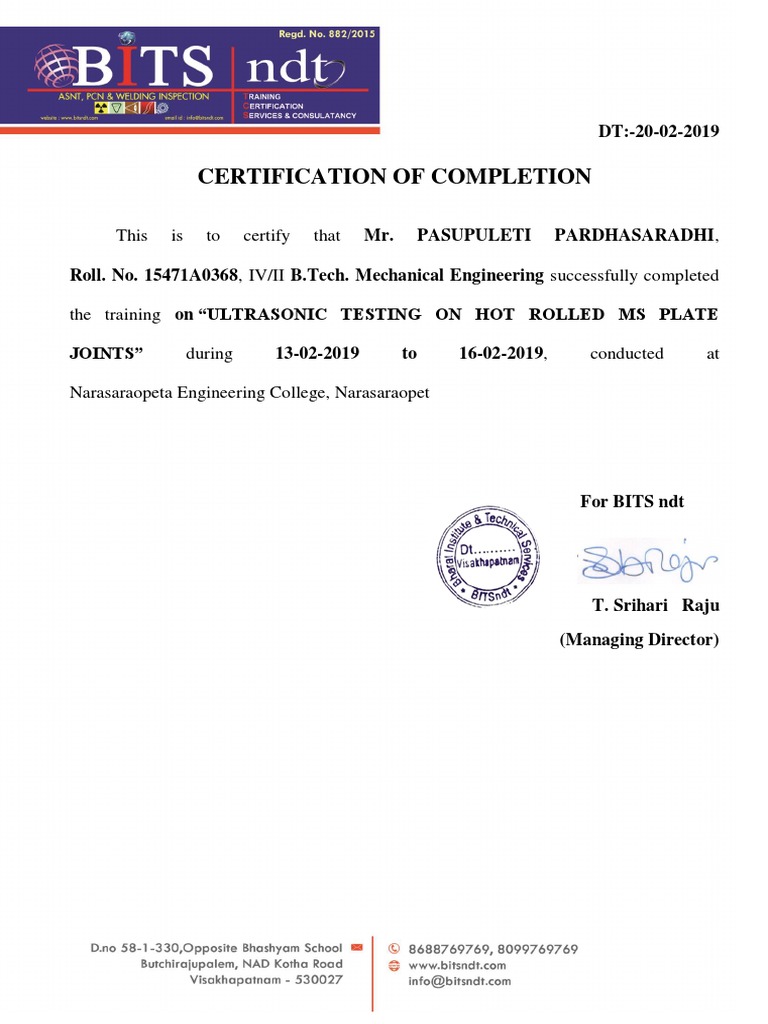 Pardhu Certificate PDF | PDF