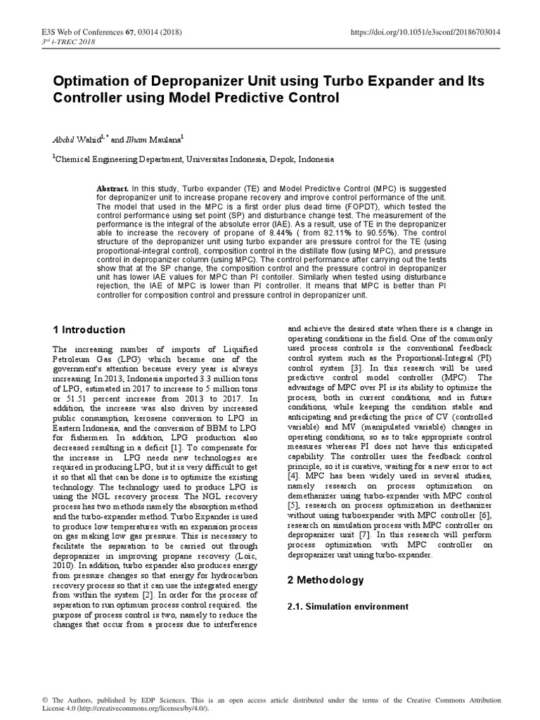 Optimation of Depropanizer Unit Using Turbo Expand PDF | PDF | Control ...