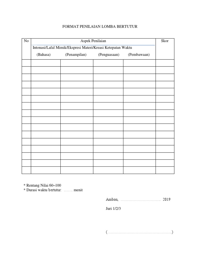 Format Lomba Bertutur | PDF