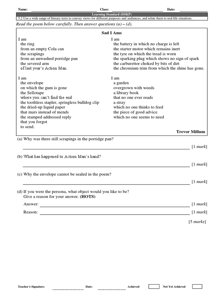 01 - Poem - Sad I Ams - 01 | PDF