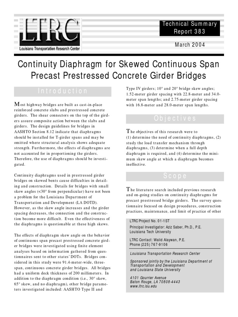 Continuity Diaphragm For Skewed Continuous Span Bridges | PDF ...