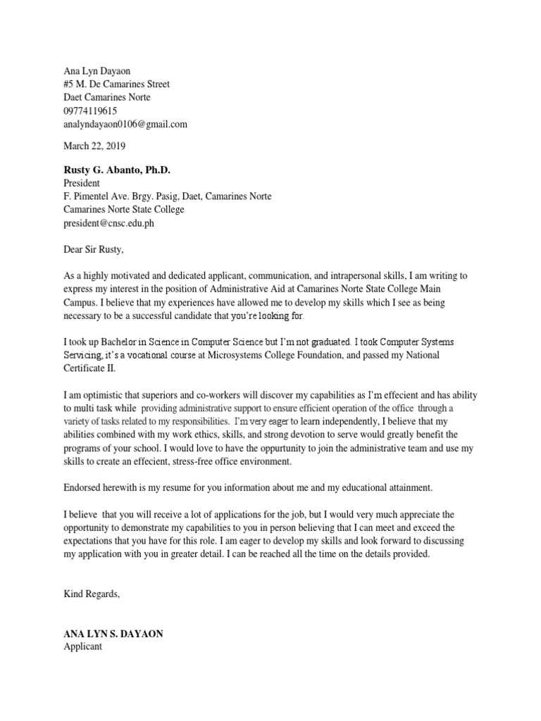 Application Letter | PDF