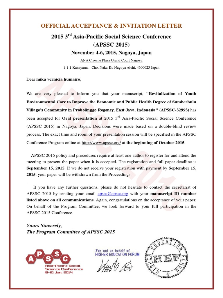 2015 3 Asia-Pacific Social Science Conference (APSSC 2015) : Official ...