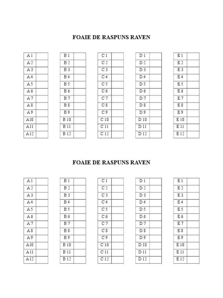 Foaie de Raspuns Raven | PDF