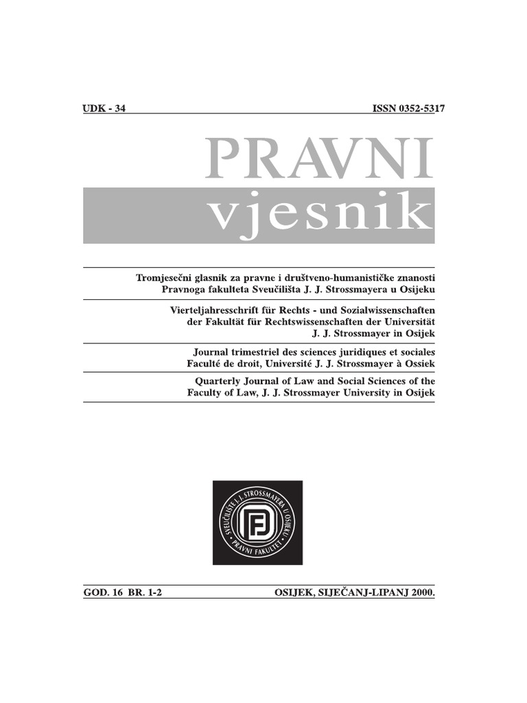 Pravni Vjesnik 2000 1 2 PDF | PDF