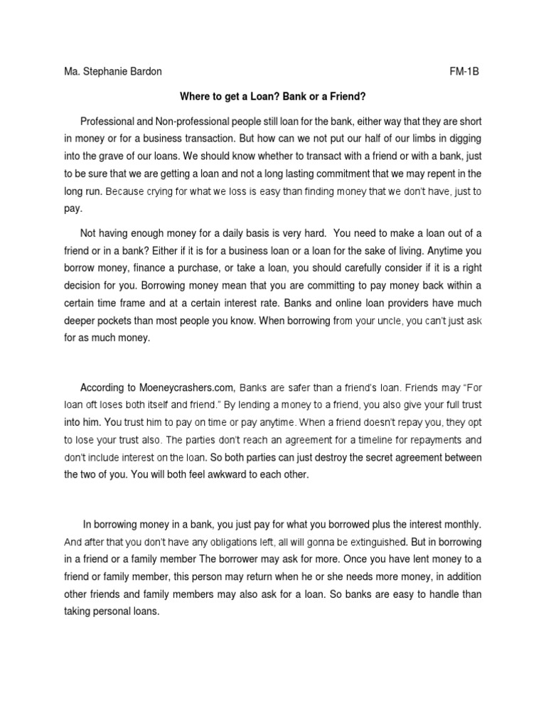 Argumentative Essay | PDF | Loans | Banks