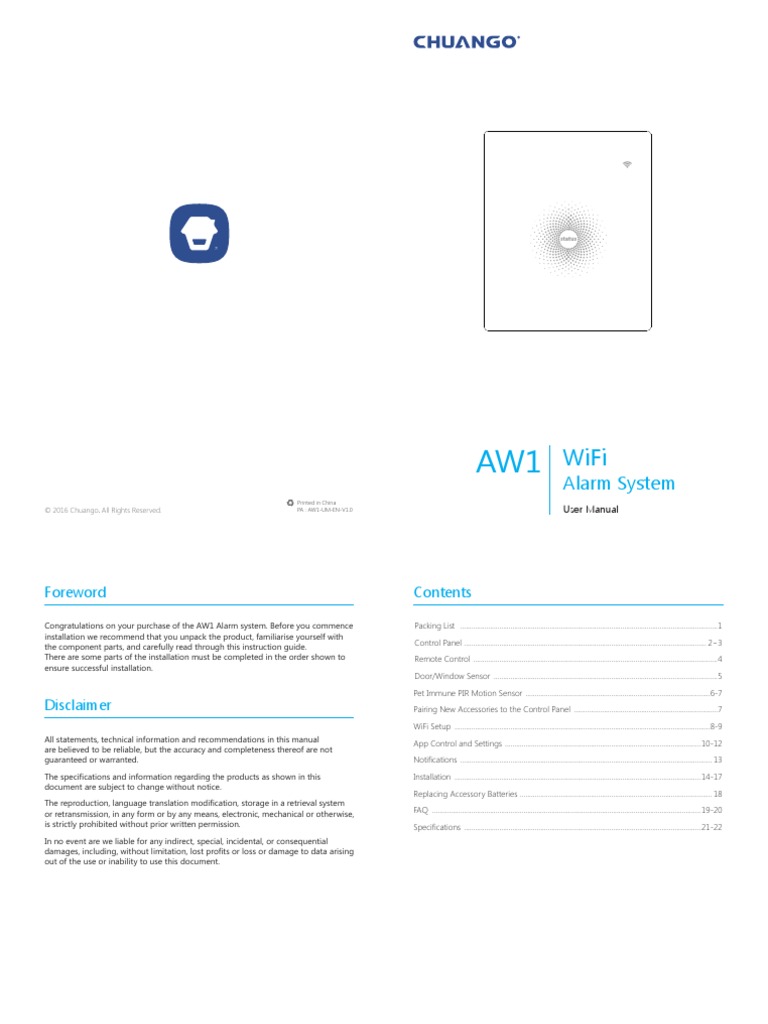 Alarm System: User Manual | PDF | Wi Fi | Remote Control