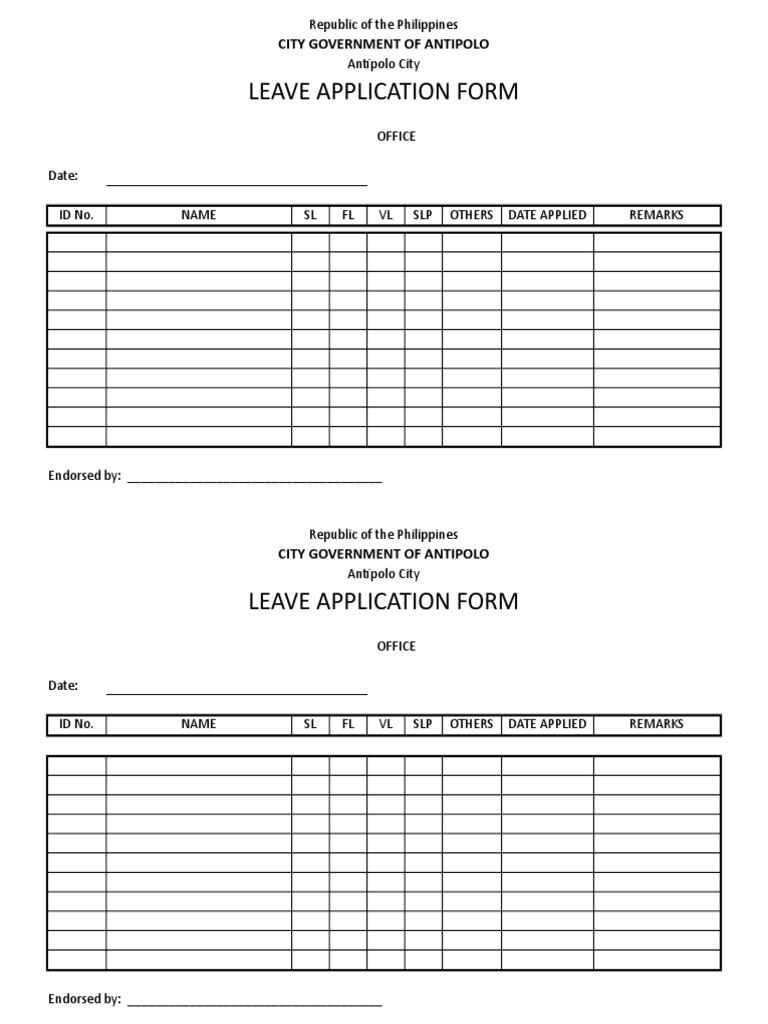 Antipolo City Leave Application Form | PDF
