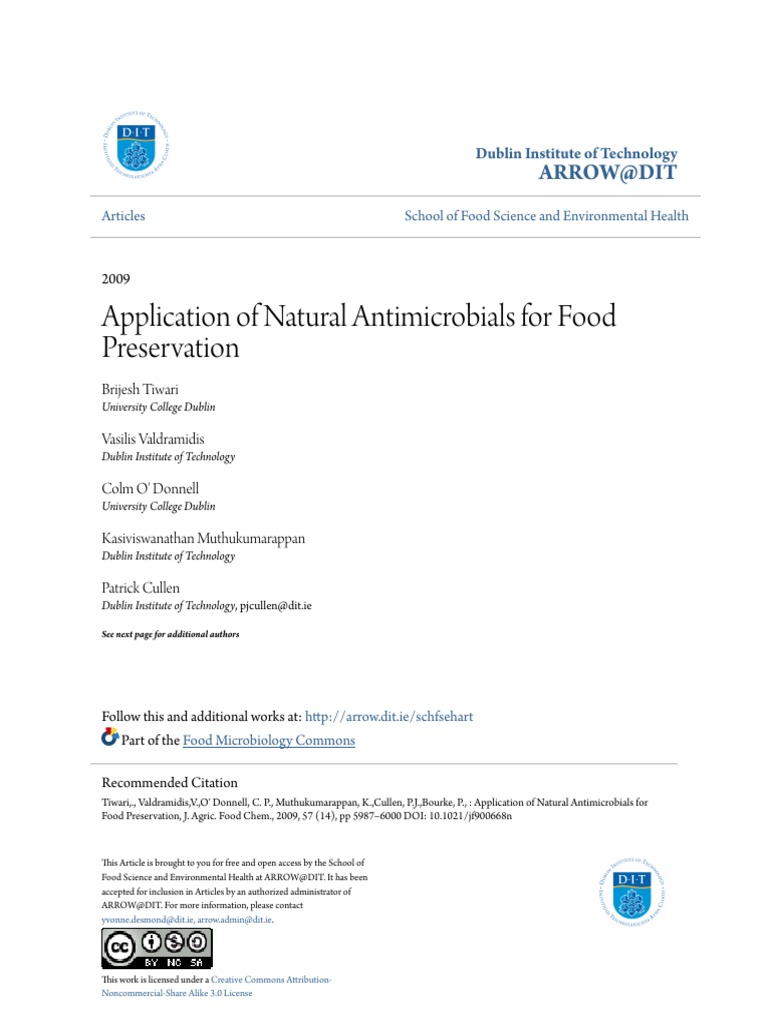 Application of Natural Antimicrobials For Food Preservation: Arrow@Dit ...