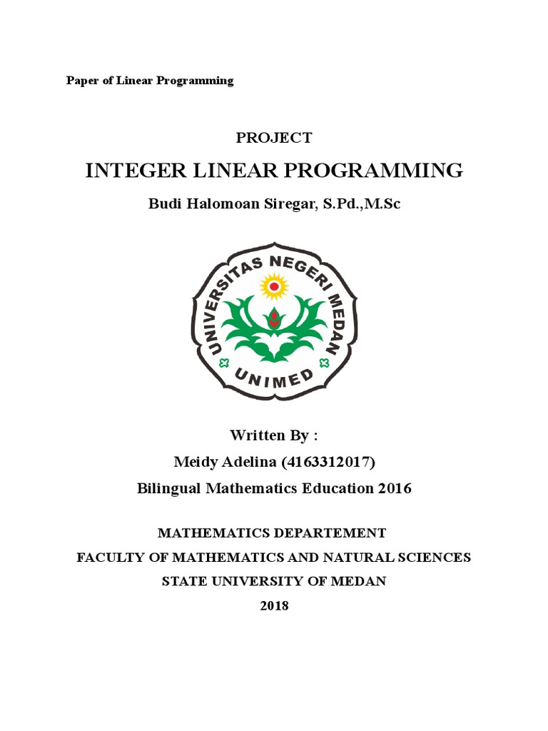 Project Linear Programming Pdf Linear Programming Mathematical 1368