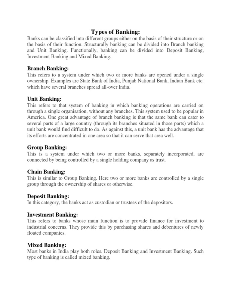 Types of Banking | PDF | Deposit Account | Banks