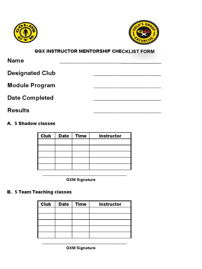 GGXI Mentorship Checklist | PDF