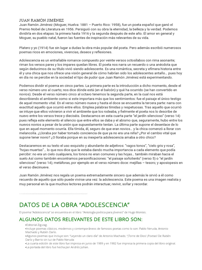 Adolescencia (J Ramón Jiménez) | PDF | Poesía