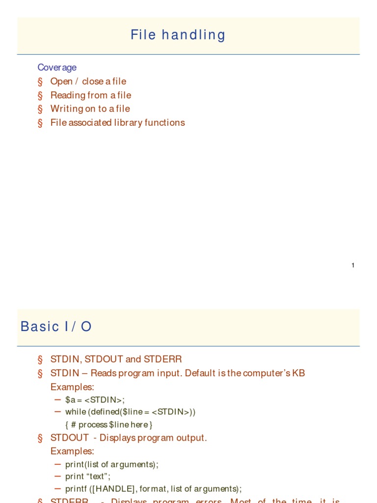 File Handling: Coverage | PDF | Parameter (Computer Programming) | Command Line Interface