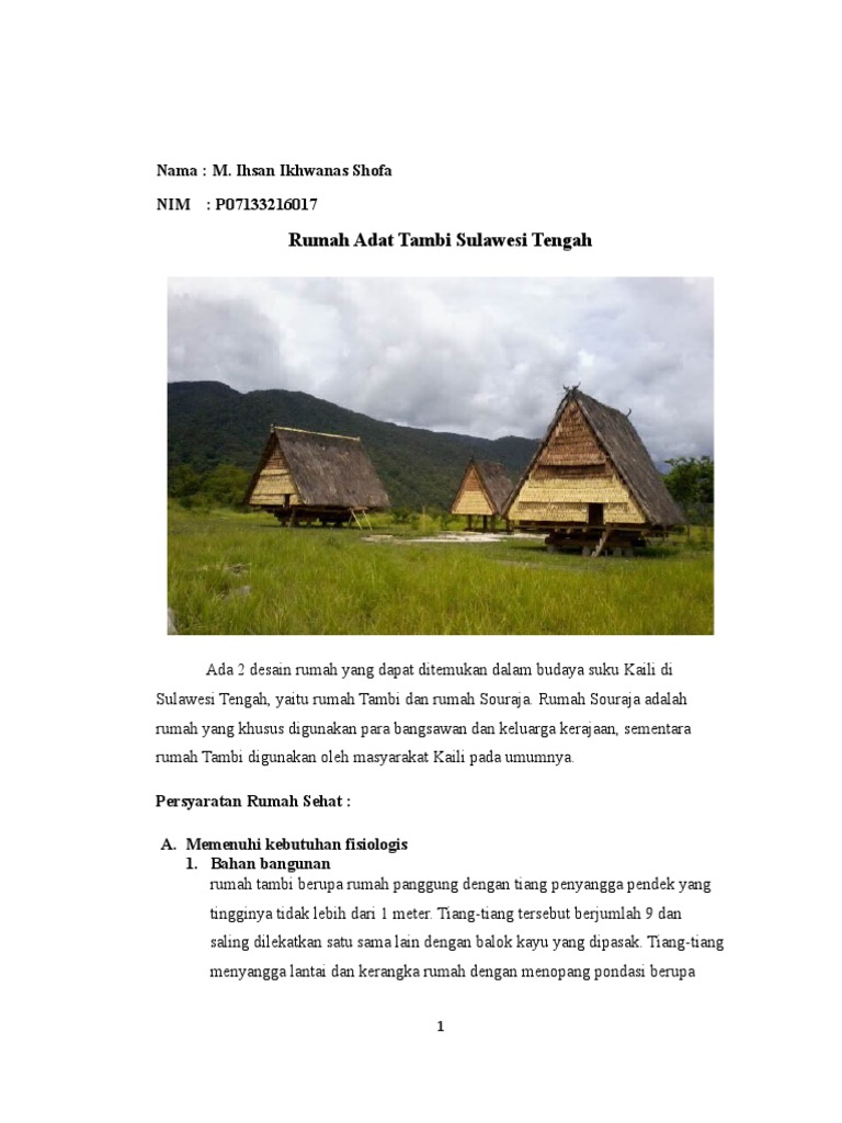 Rumah Adat Tambi | PDF