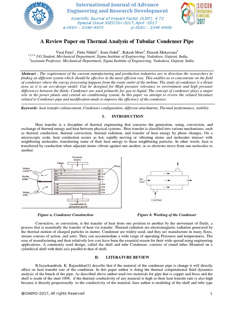 ME-010-A Review Paper On Thermal Analysis of Tubular Condenser Pipe ...