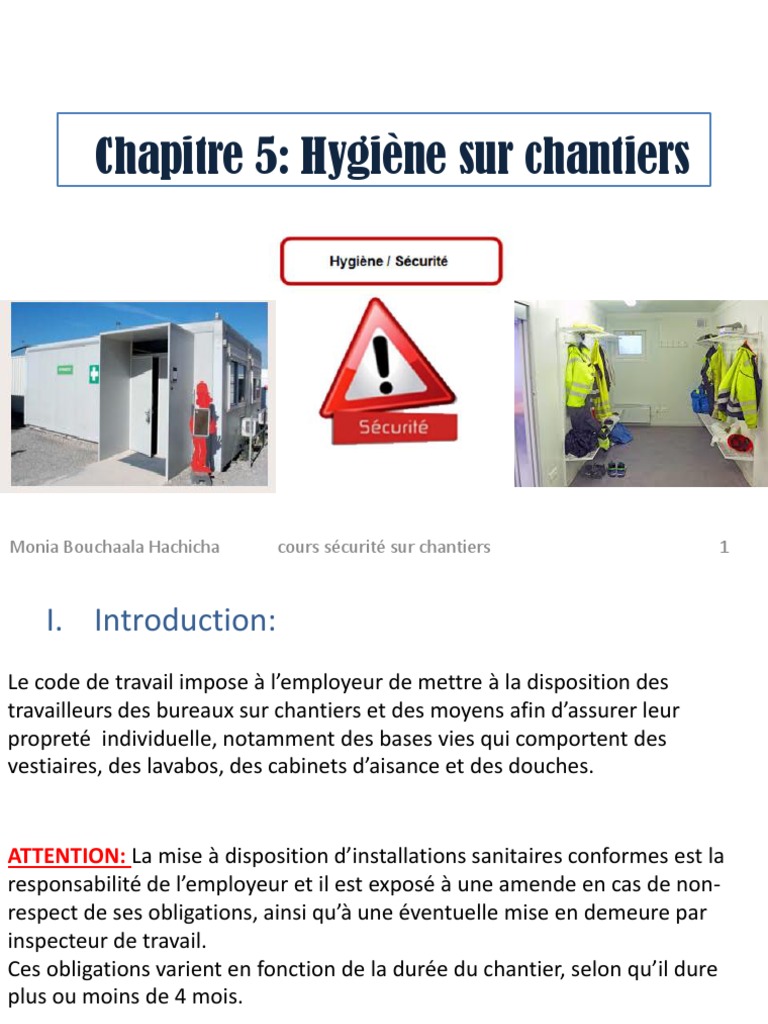 Chapitre 5 .Hygiène Sur Chantiers | PDF | Toilettes | Douche