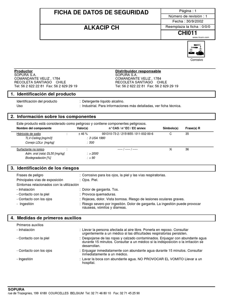 Alkacip CH PDF | PDF | Seguridad y salud ocupacional | Agua