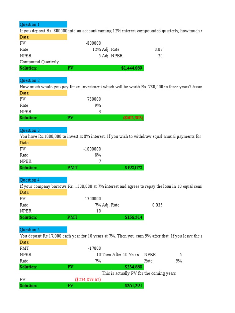 Tvm Excel Tasks Pdf Interest Retirement 