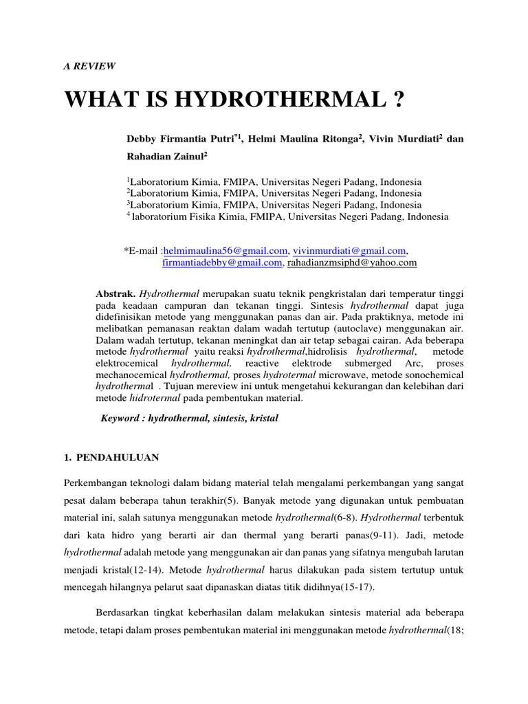 Metode Hydrothermal dalam Sintesis Material | PDF