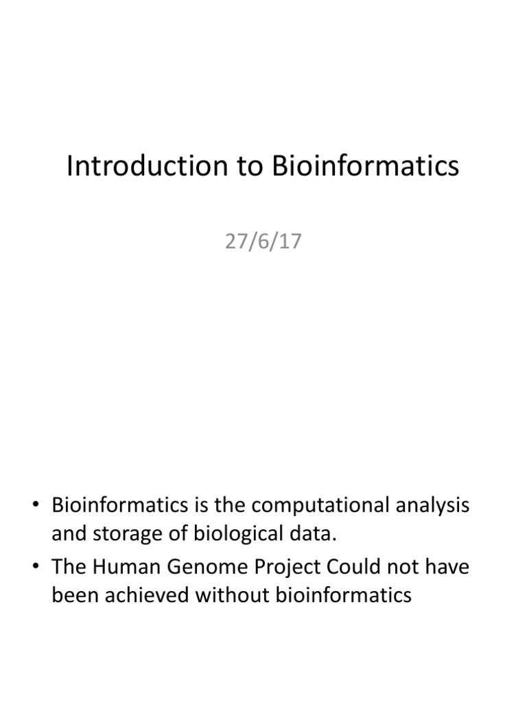 Introduction To Bioinformatics | PDF | Bioinformatics | Genome