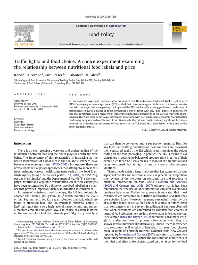 Traffic Light System | PDF | Nutrition Facts Label | Nutrition