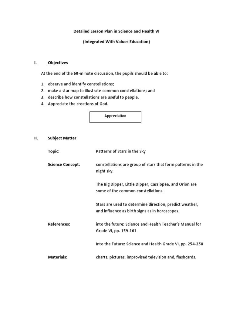 Detailed Lesson Plan in Science and Health VI | PDF | Astrological Sign ...