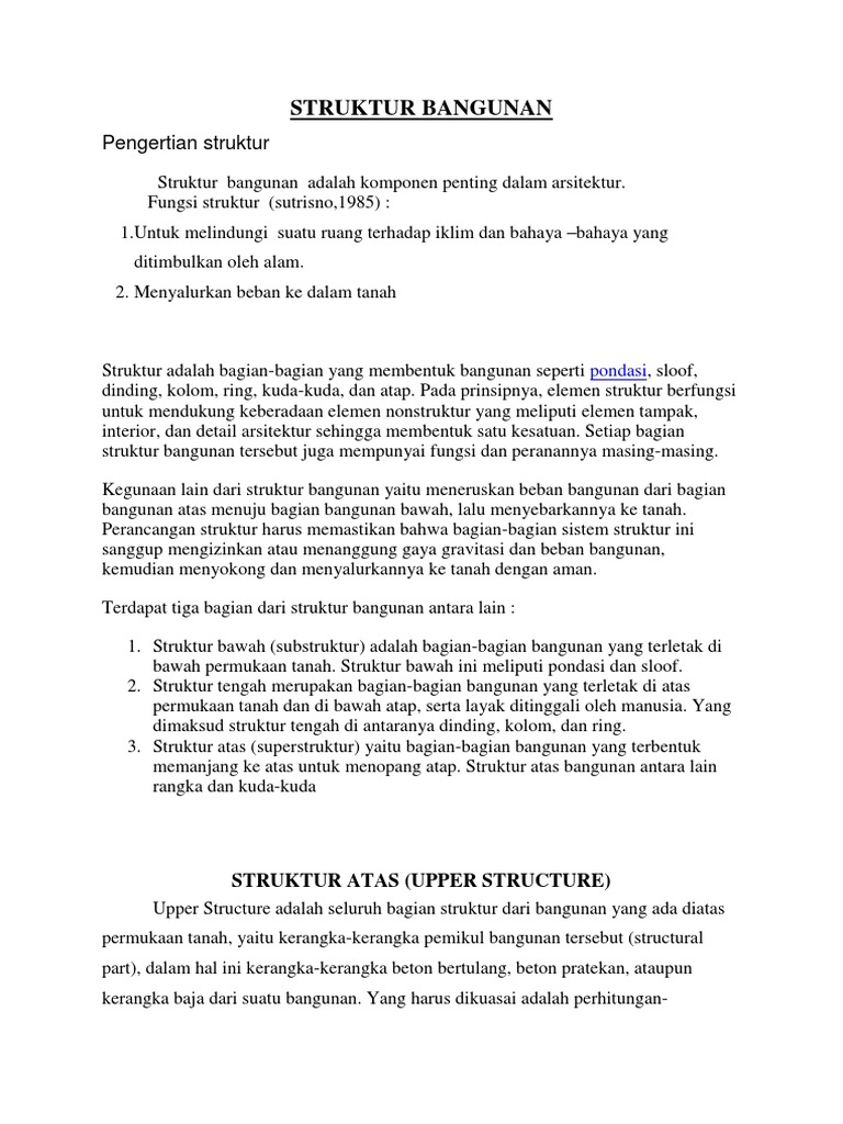 Struktur Bangunan: Sub dan Superstruktur | PDF | Seni | Teknologi ...