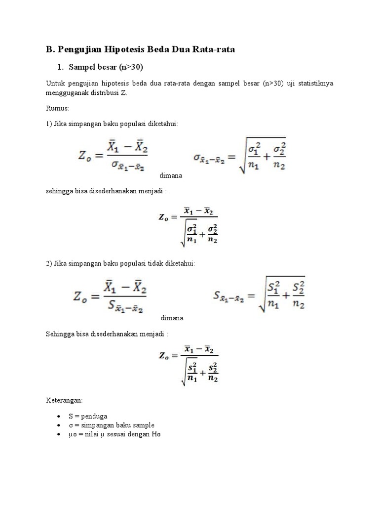 Pengujian Hipotesis Beda 2 Rata-Rata | PDF | Metode & Bahan Ajar ...