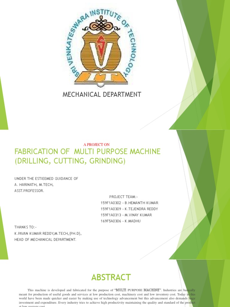 Multi-Purpose Machine Fabrication Project | PDF | Machines | Drilling