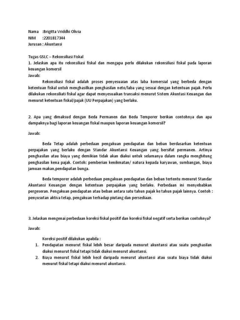 Tugas GSLC-rekonsiliasi Fiskal | PDF