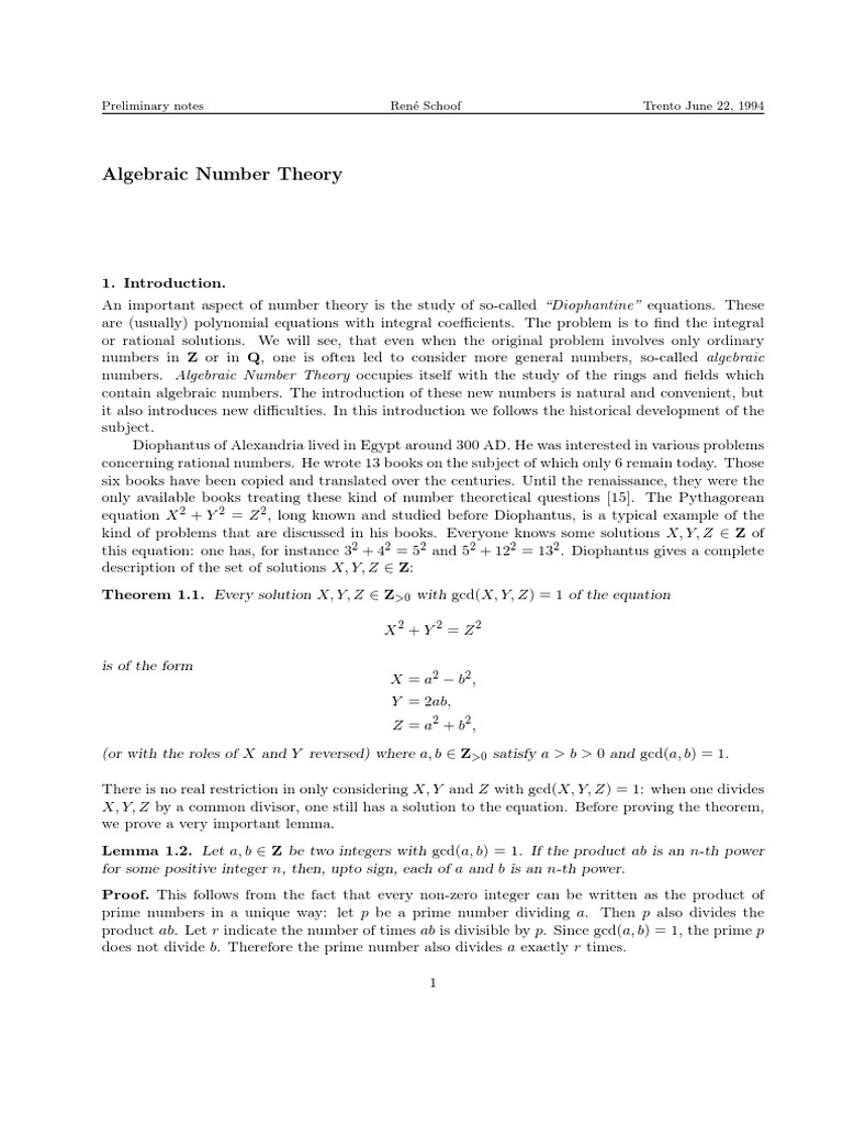 Algebraic Number Theory Scoof Pdf Pdf Field Mathematics Factorization