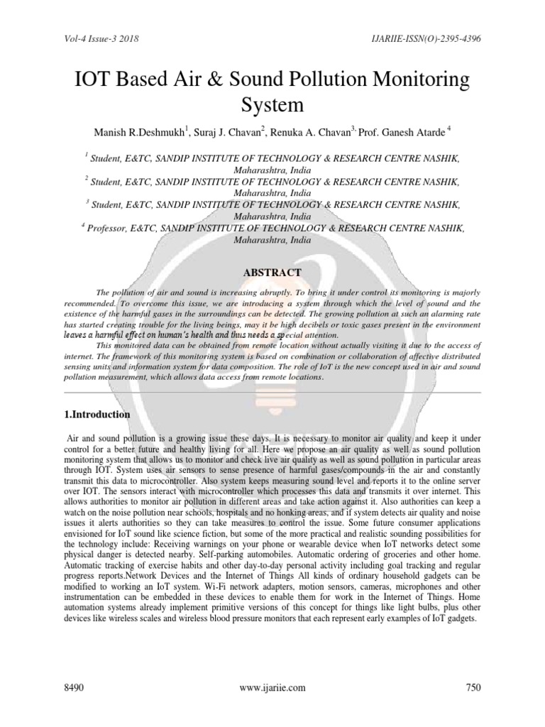 IOT Based Air Sound Pollution Monitoring System Ijariie8490 | PDF ...