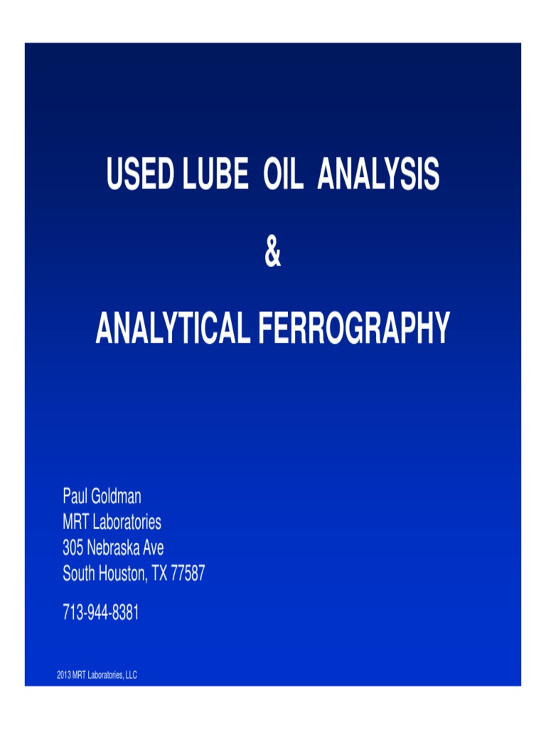 Used Lube Oil Analysis & Analytical Ferrography | Download Free PDF ...