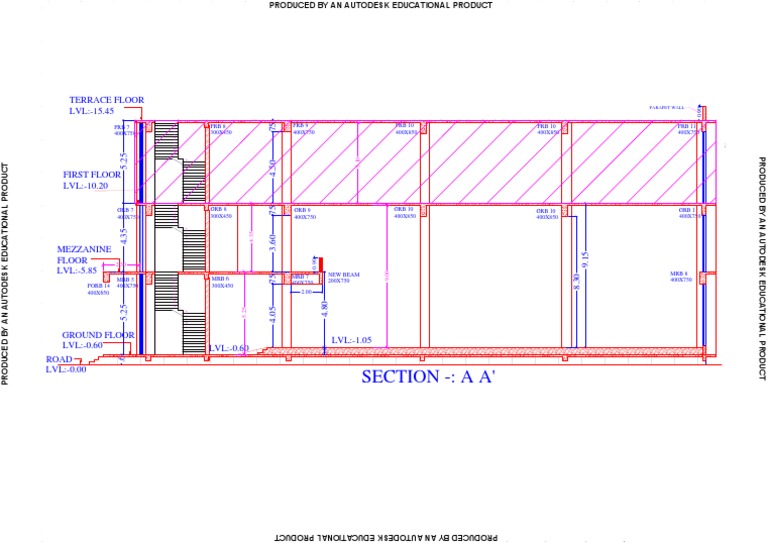 Section - : A A': Terrace Floor LVL:-15.45 | PDF
