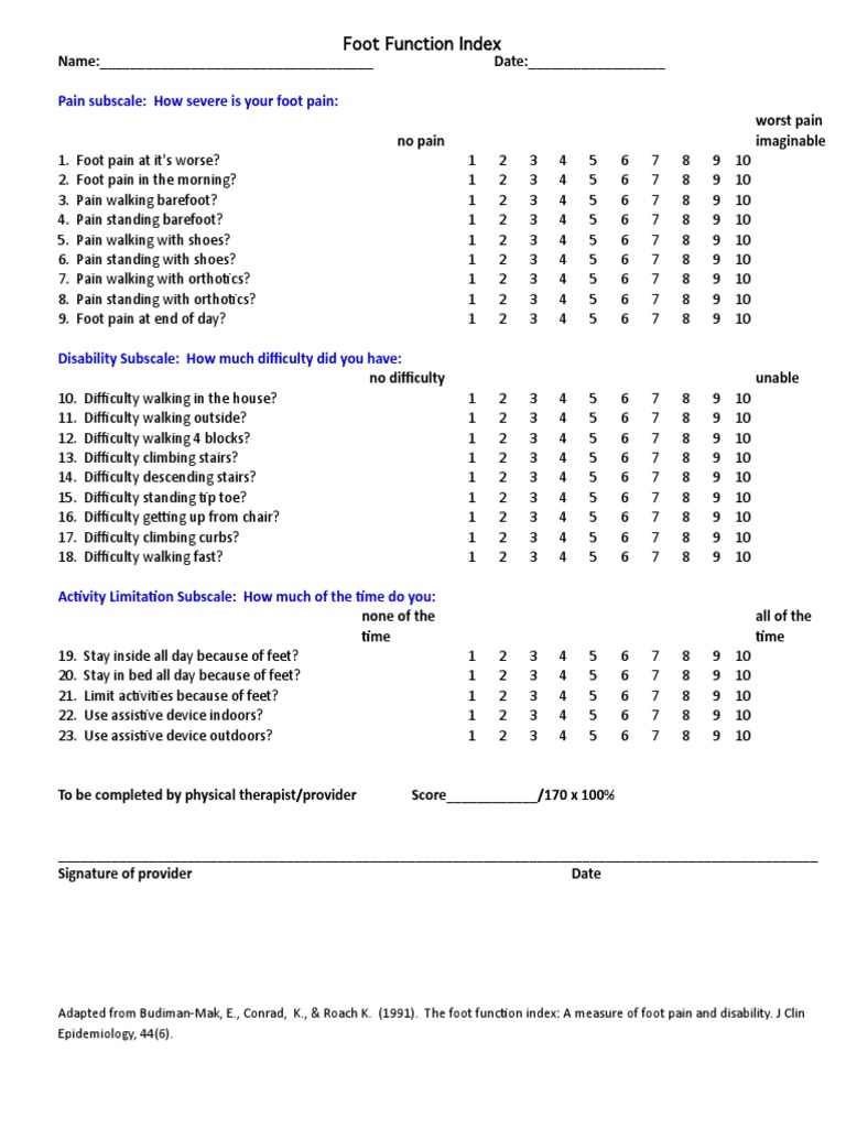 Foot Function Index: Pain Subscale: How Severe Is Your Foot Pain | PDF | Foot