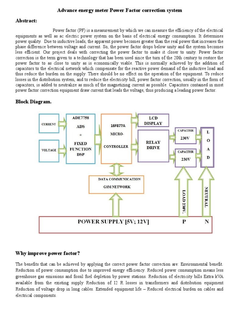Advance Energy Meter Power Factor Correction System | PDF | Ac Power ...