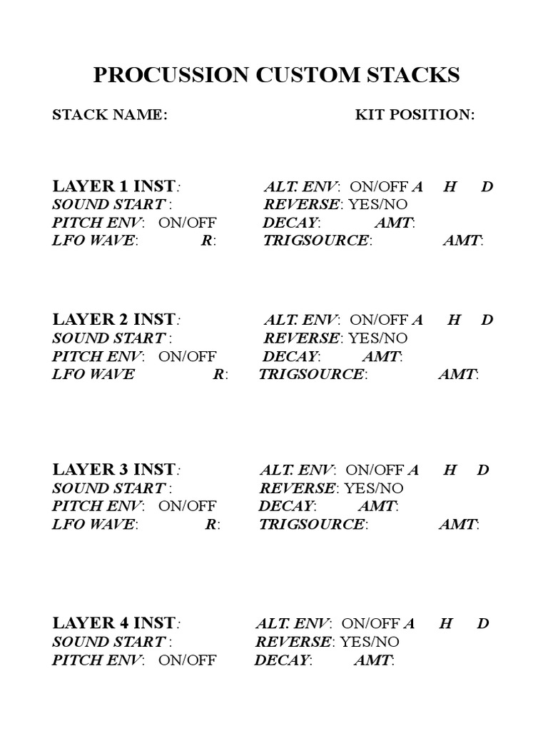 Procussion Custom Stacks | PDF