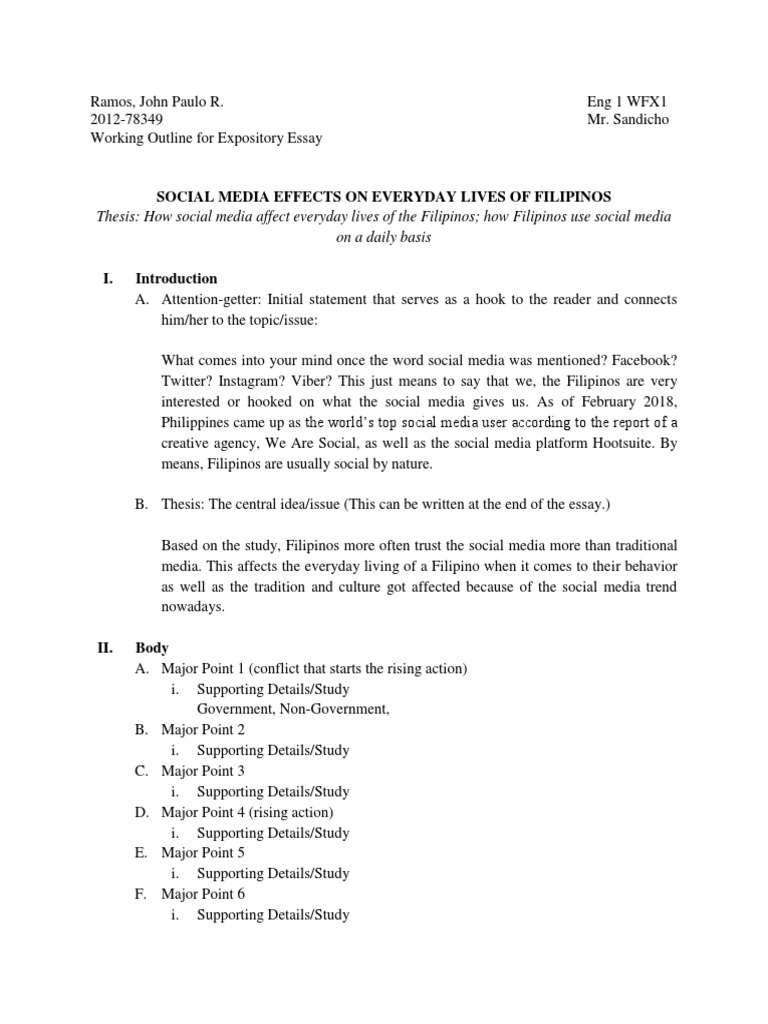 Eng 1 Essay 2 Outline Ramos | PDF | Social Science