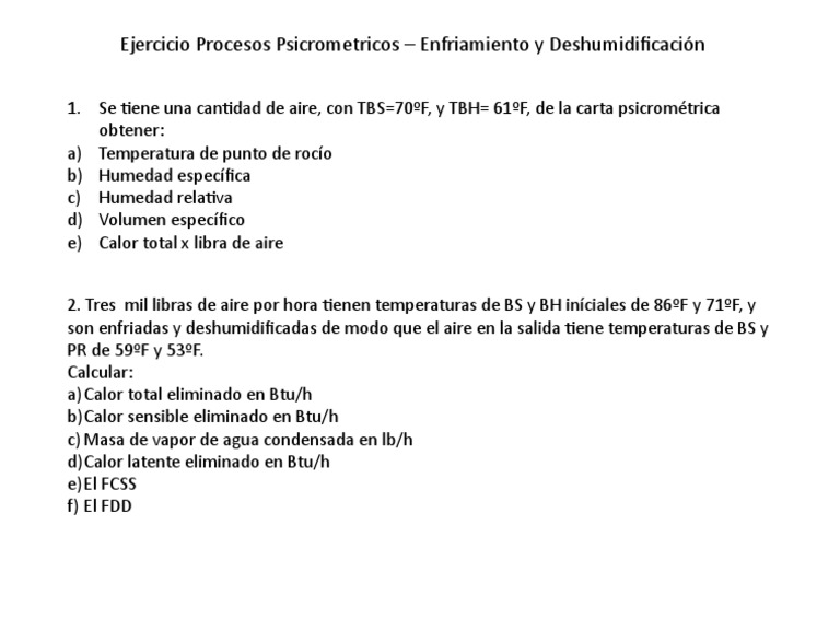 6 Ejercicio Procesos Psicrometricos | PDF | Humedad | Ingeniería Termodinámica