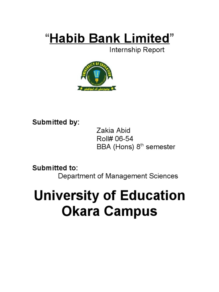 HBL Internship Insights | PDF | Cheque | Transaction Account