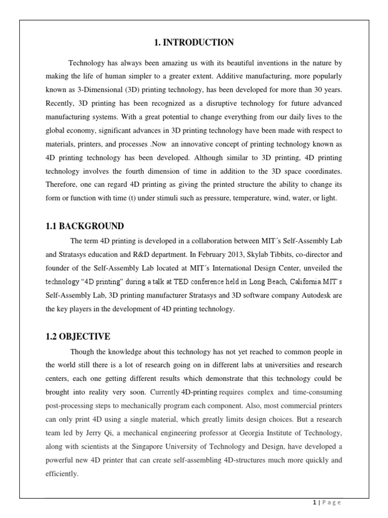 Seminar Report 4d Printing PDF | PDF | Shape Memory Alloy | 3 D Printing