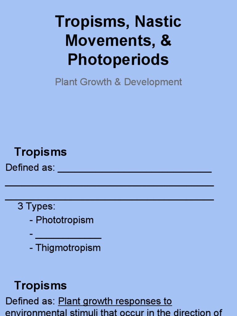 Nastic and Tropic Movements in Plants | PDF | Root | Physiology