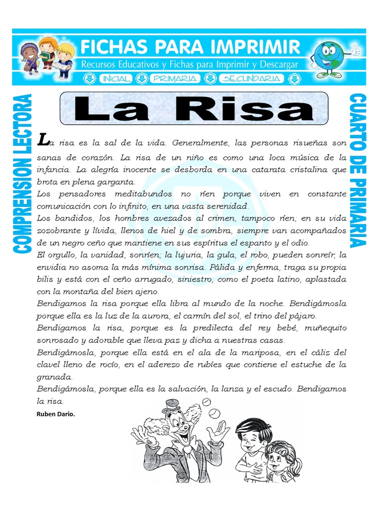 Ficha La Risa para Cuarto de Primaria | PDF