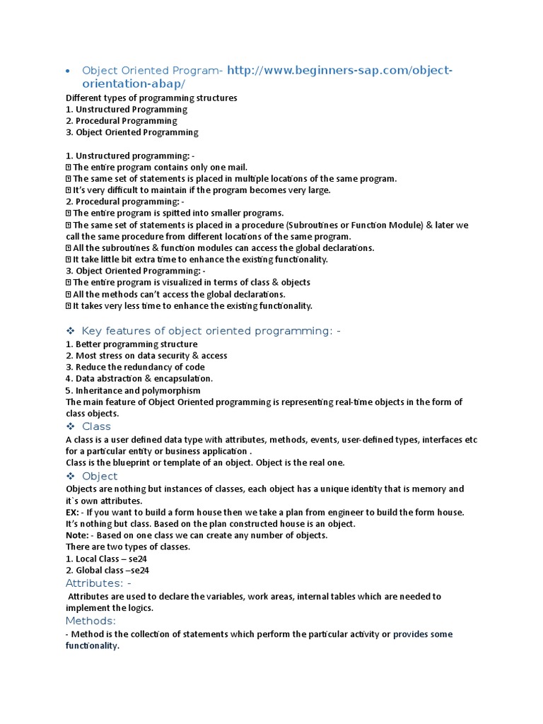 An In Depth Guide To Object Oriented Programming Concepts In Abap Pdf Class Computer