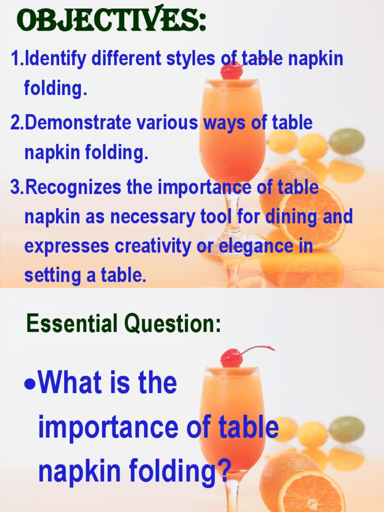 Table Napkin Folding Techniques | PDF | Leisure