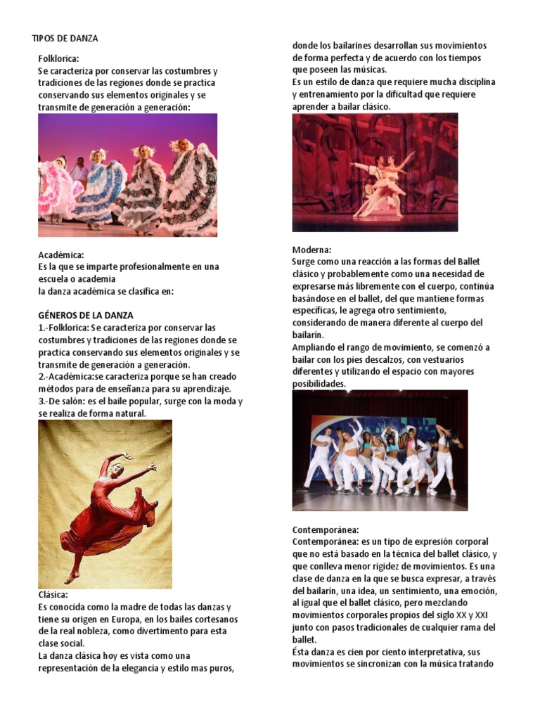 Tipos de Danza | PDF | Ballet | Bailes